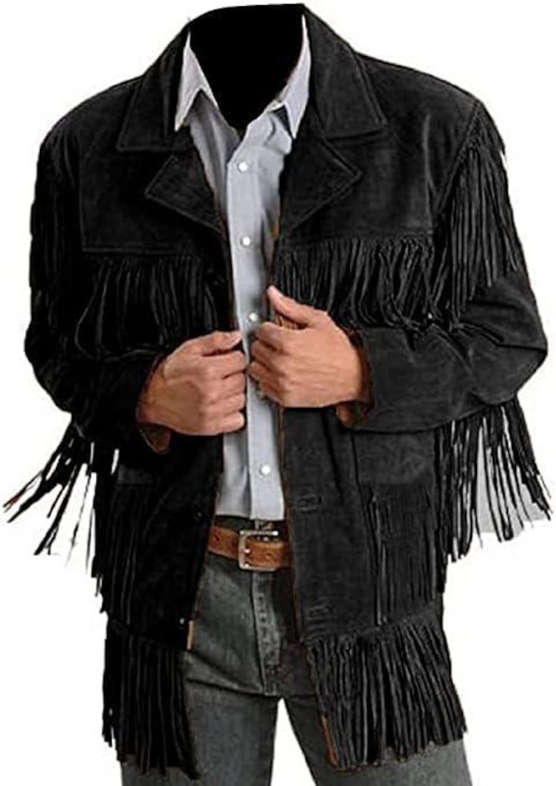 Black Real Western Leather Suede Jacket Men | Traditional Vintage ...