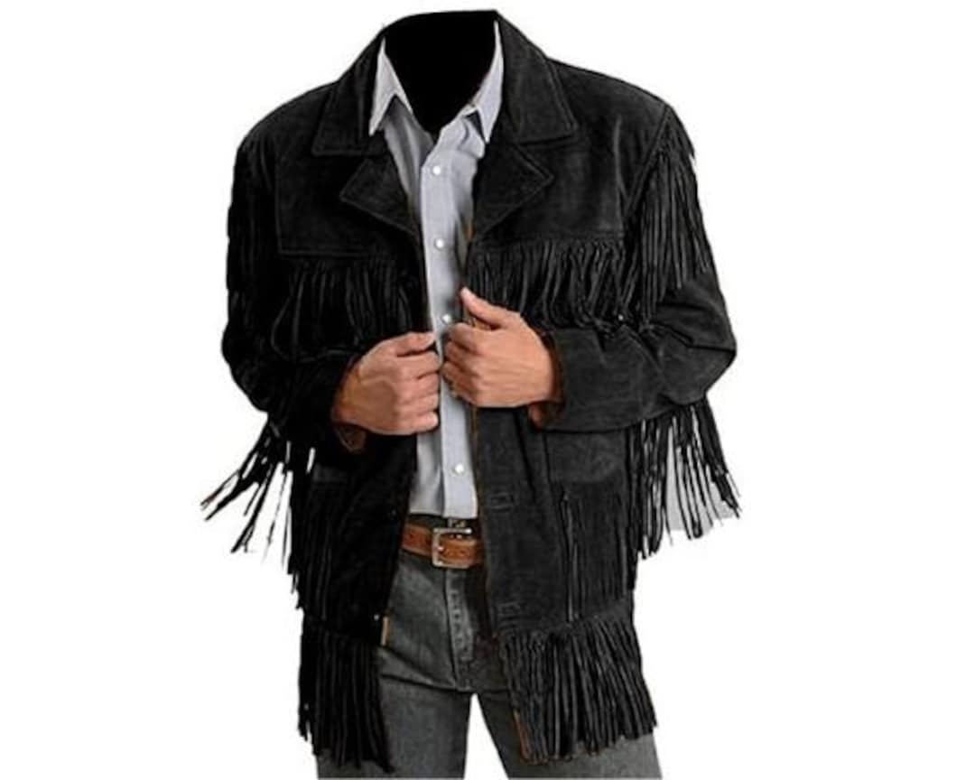 Black Real Western Leather Suede Jacket Men | Traditional Vintage ...