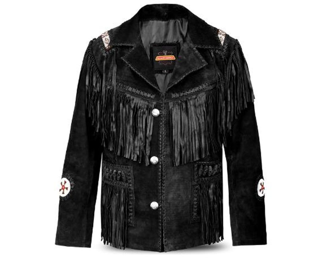 Black Real Western Suede Leather Jacket Men | Traditional Vintage ...