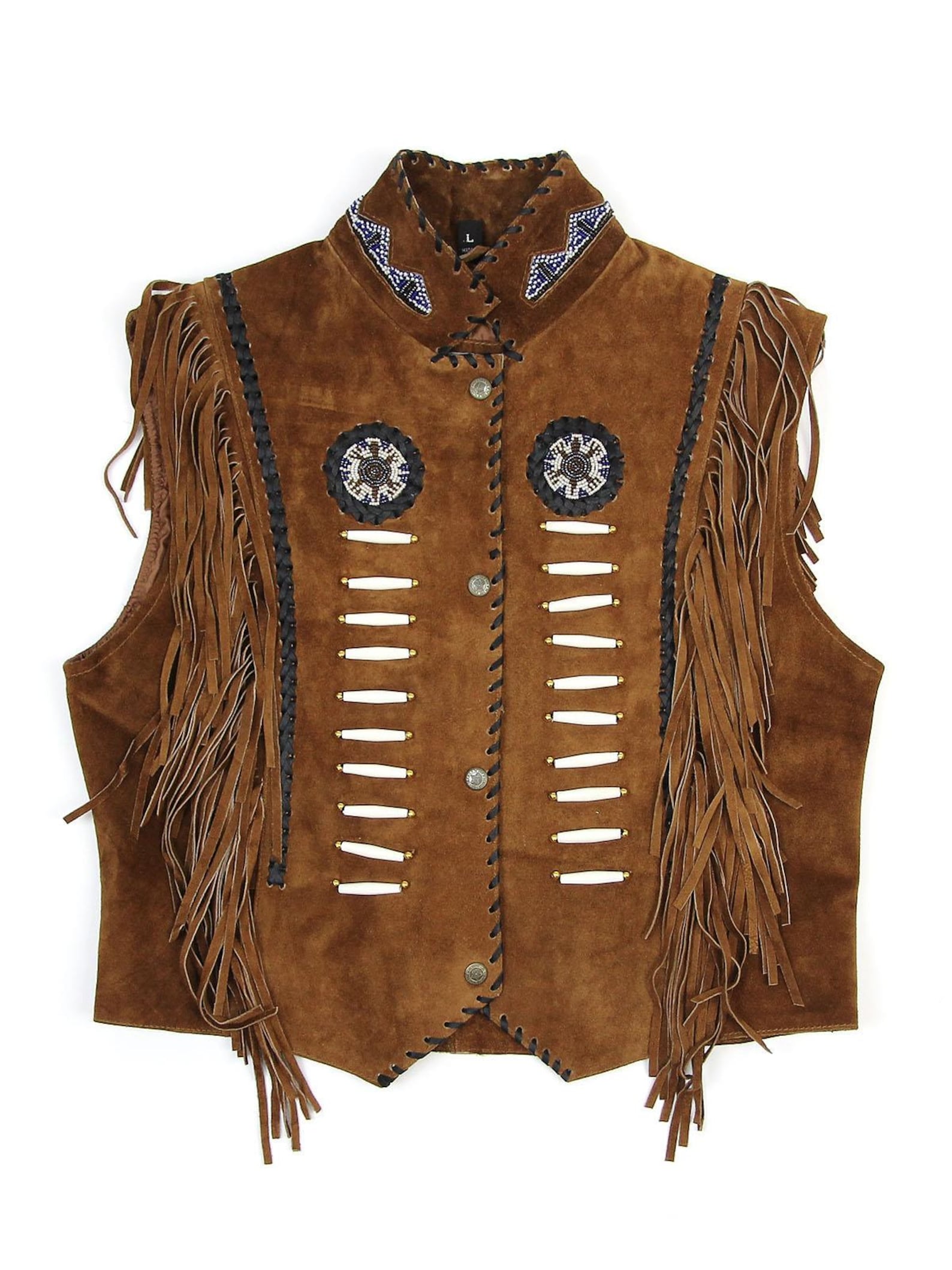 Traditional Men Brown Western Suede Leather Vest - Classic Native ...