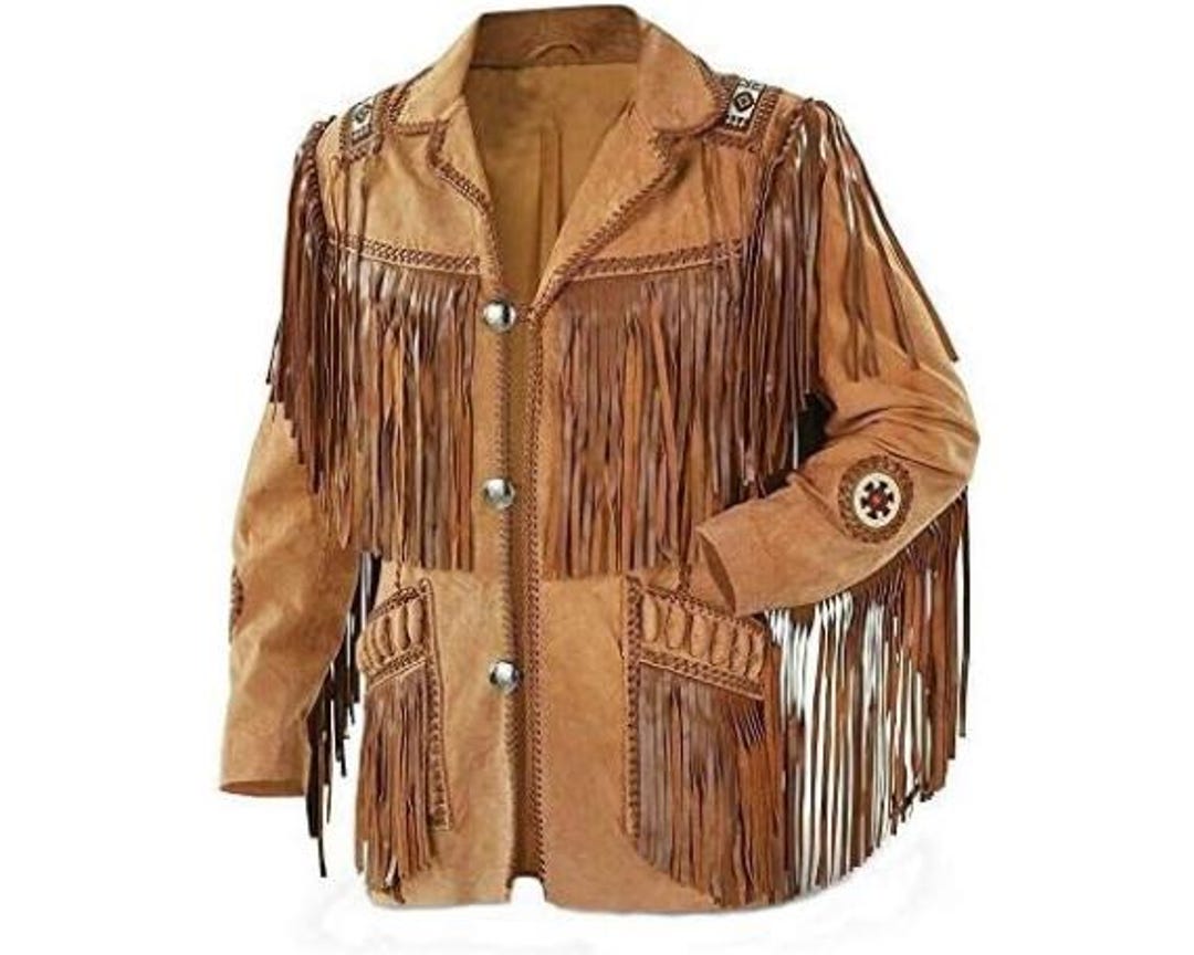 Traditional Brown Western Suede Leather Jacket Men | Classic Native ...