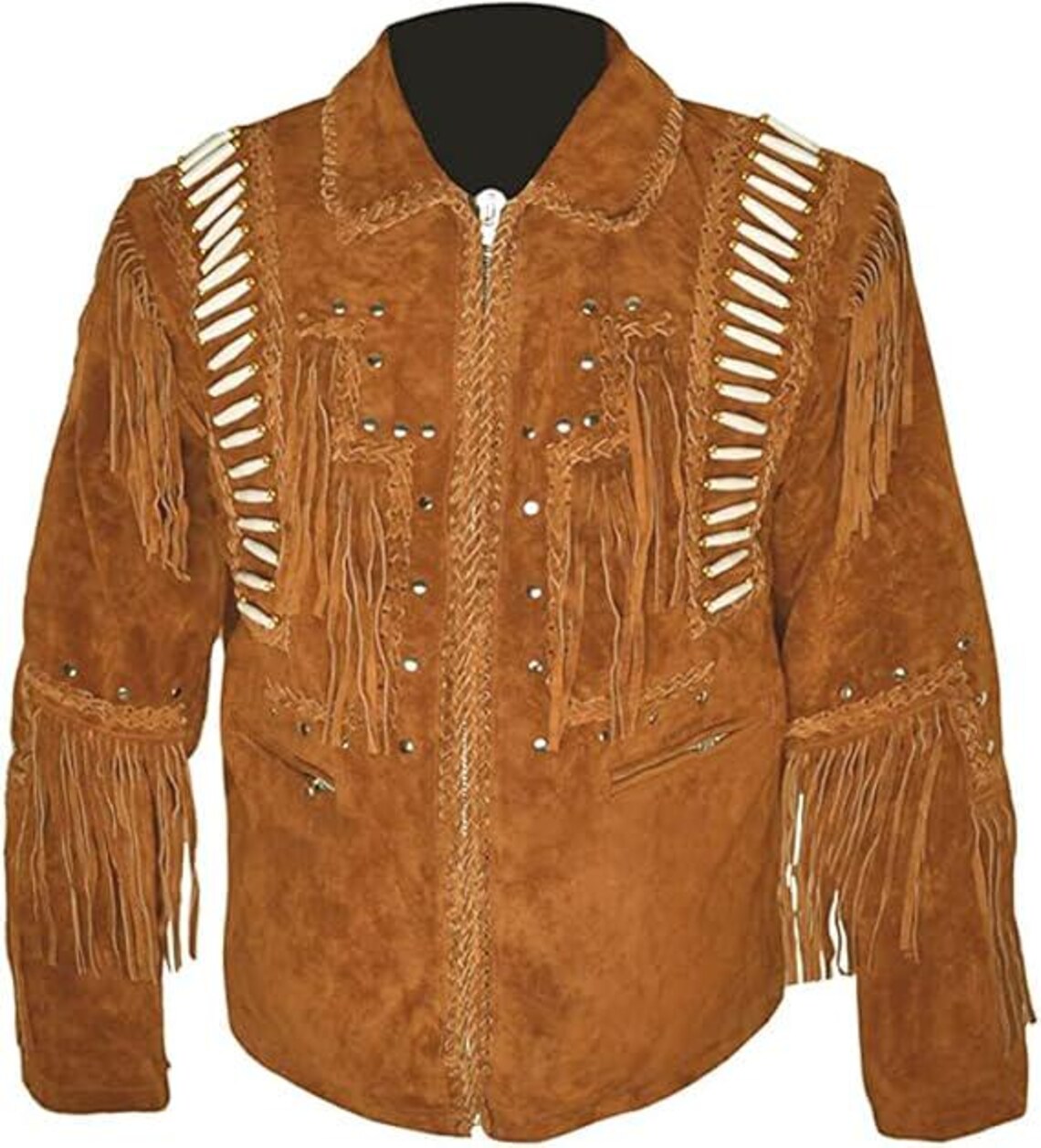 Western Brown Suede Leather Jacket Men | Classic Buckskin Traditional ...