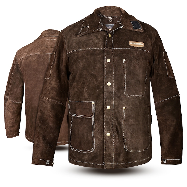 Cowhide Leather Welding Jacket Flame-resistant Heavy Duty Welders ...