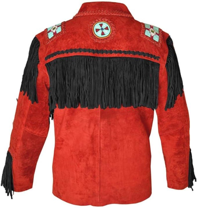 Men Red Western Leather Suede Jacket | Classic Buckskin Traditional ...