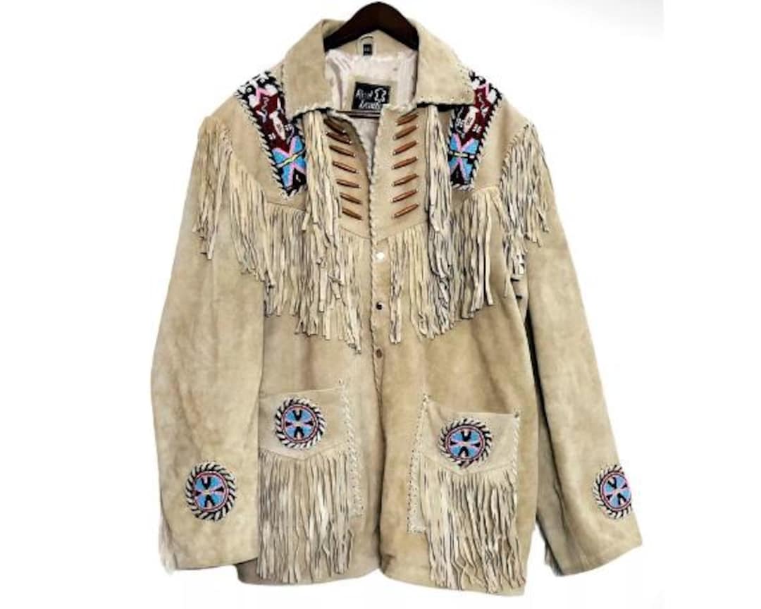 Men Brown Western Leather Suede Jacket | Classic Buckskin Traditional ...
