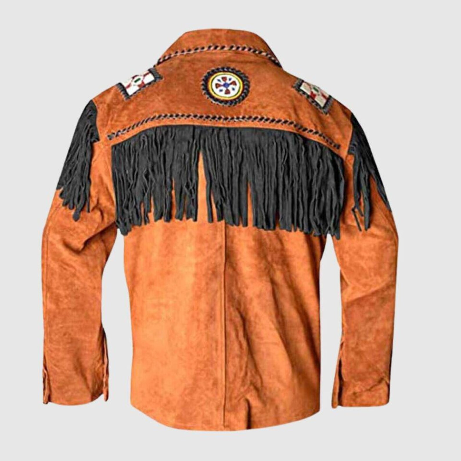 Brown Western Leather Suede Jacket Men | Classic Buckskin Traditional ...