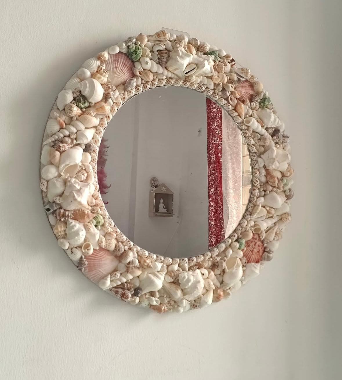 Handmade Seashell Wall Mirror | Coastal Boho Round Mirror | Beach Decor ...