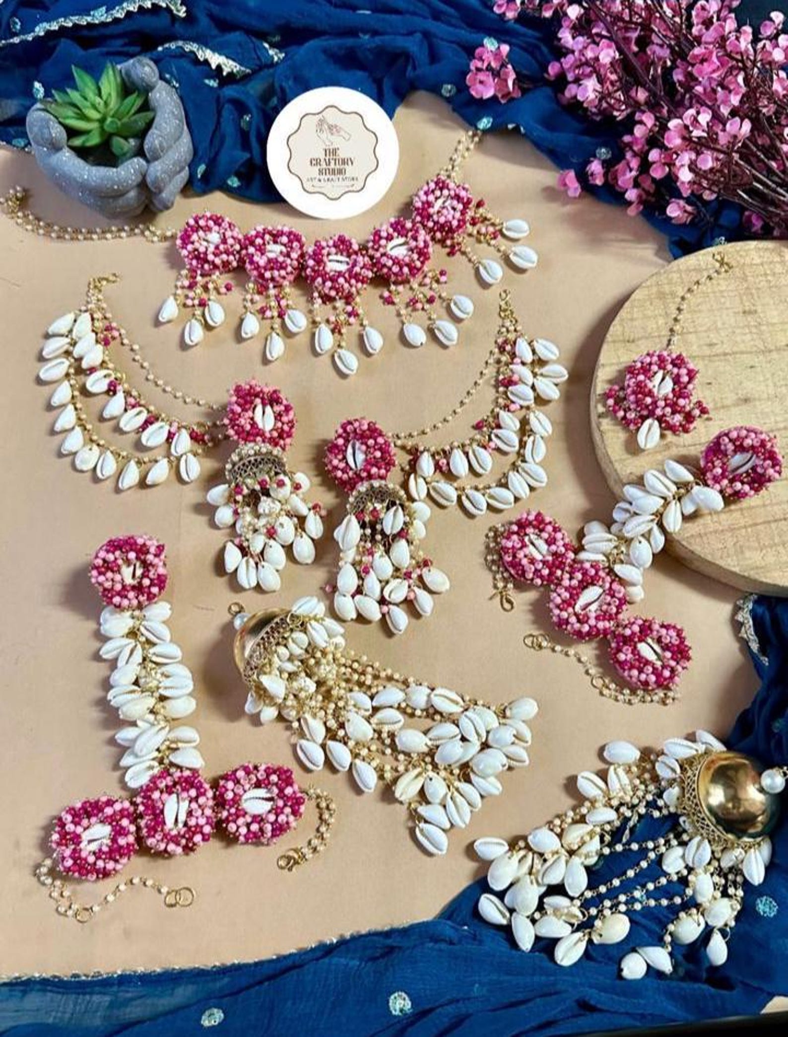 Handmade Cowrie Shell Jewelry Set | Indian Bridal Haldi Mehndi Jewelry ...