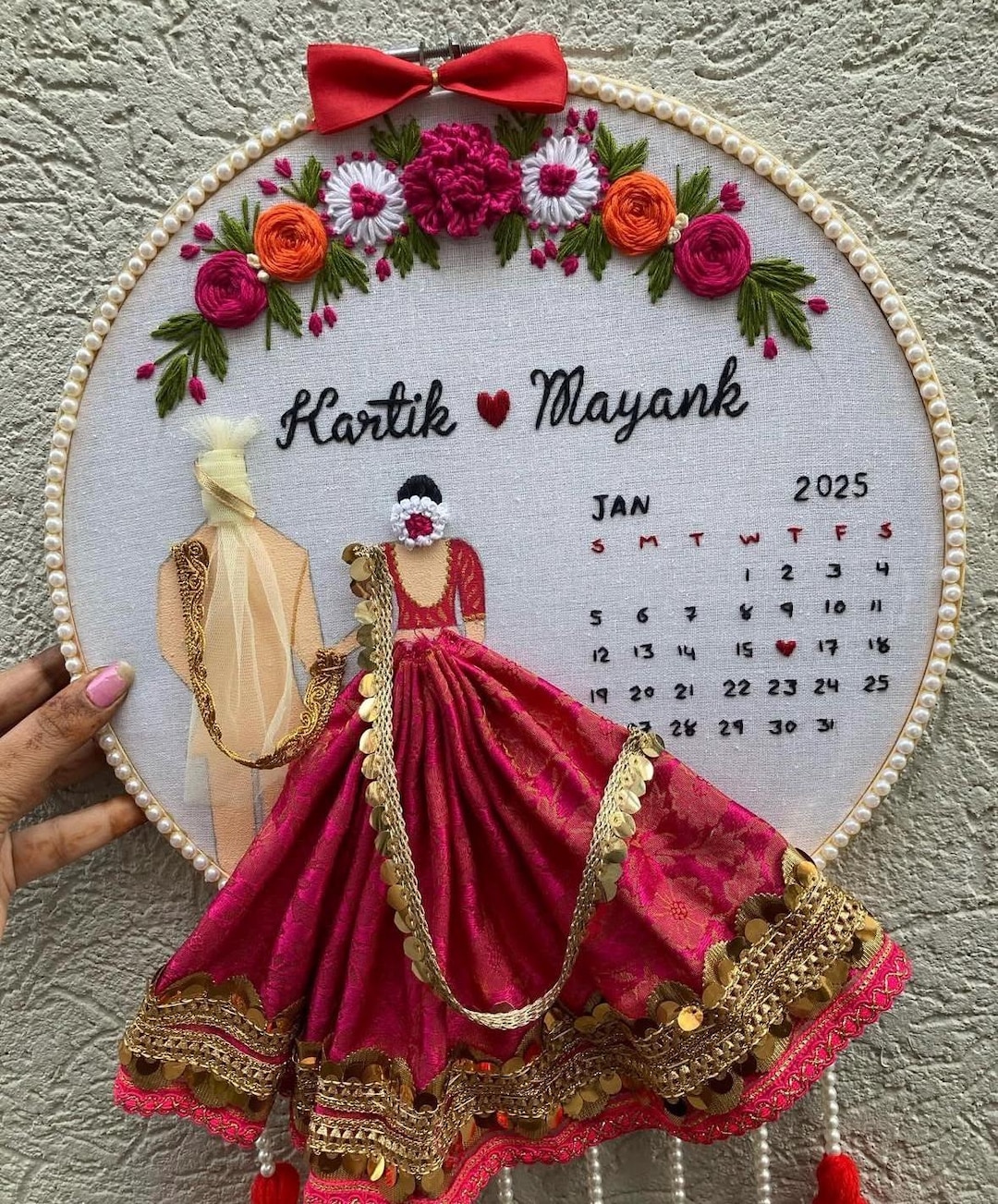 Personalized Wedding Embroidery Hoop | Custom Wedding Date Gift ...