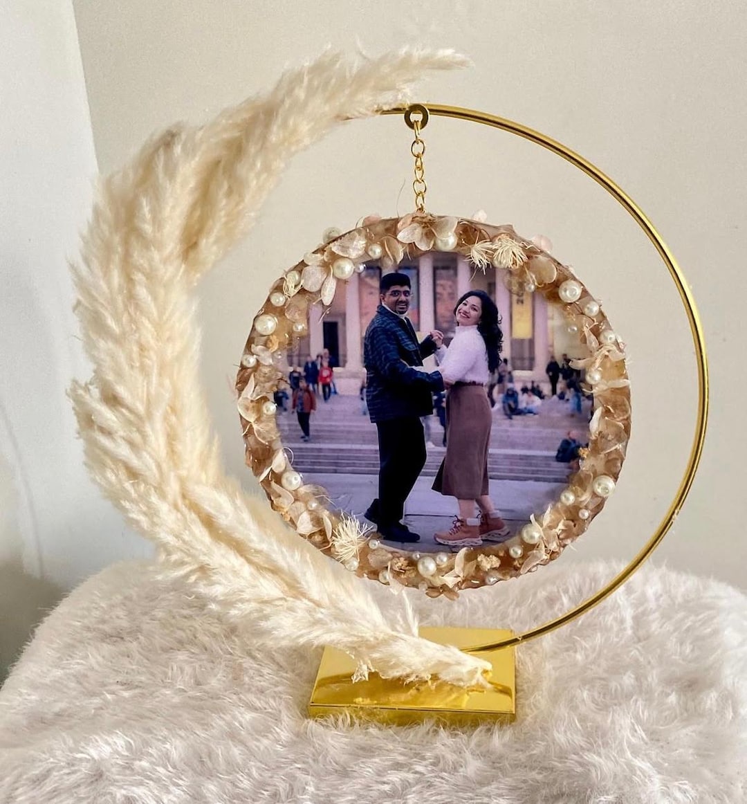 Custom Resin Photo Frame on Floral Stand, Personalised Wedding Gift ...