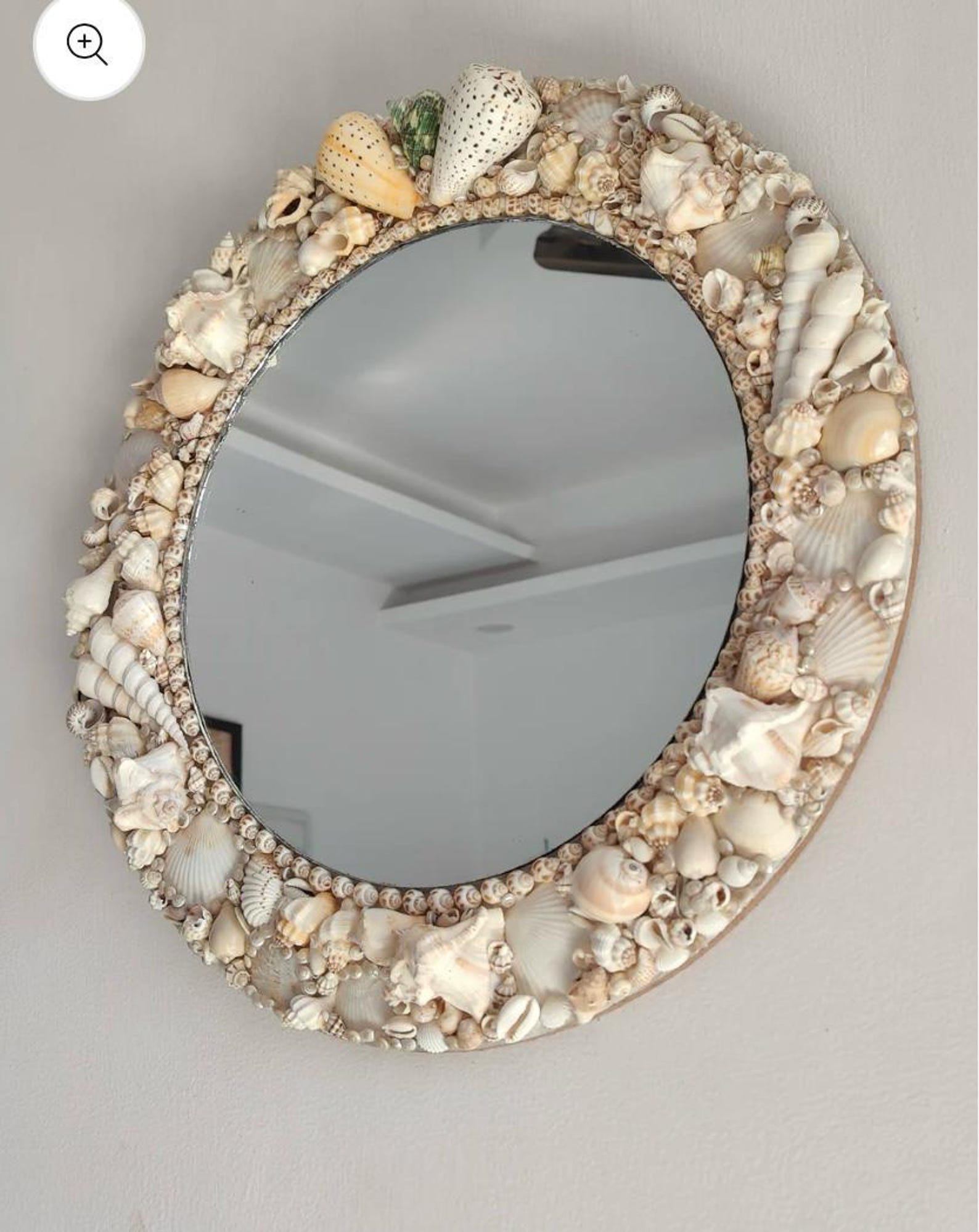 Handmade Seashell Wall Mirror | Coastal Boho Round Mirror | Beach Decor ...