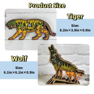 Custom Wooden Wolf/tiger With Led Lights Desk Ornament,engraved Name ...