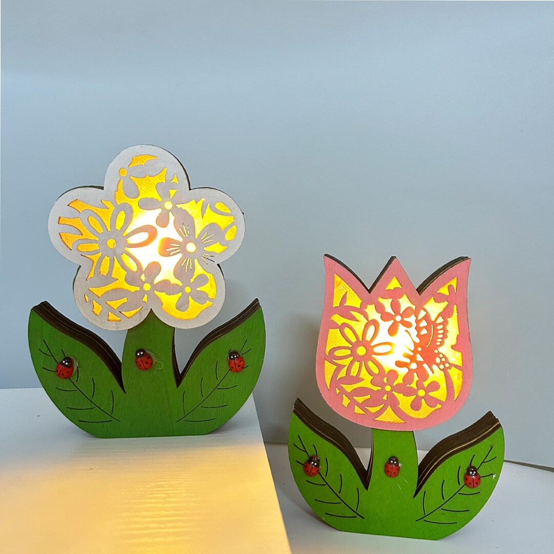 Wooden 3D Flowers With LED Lights,wooden Crafts Decor,flower Sculpture ...