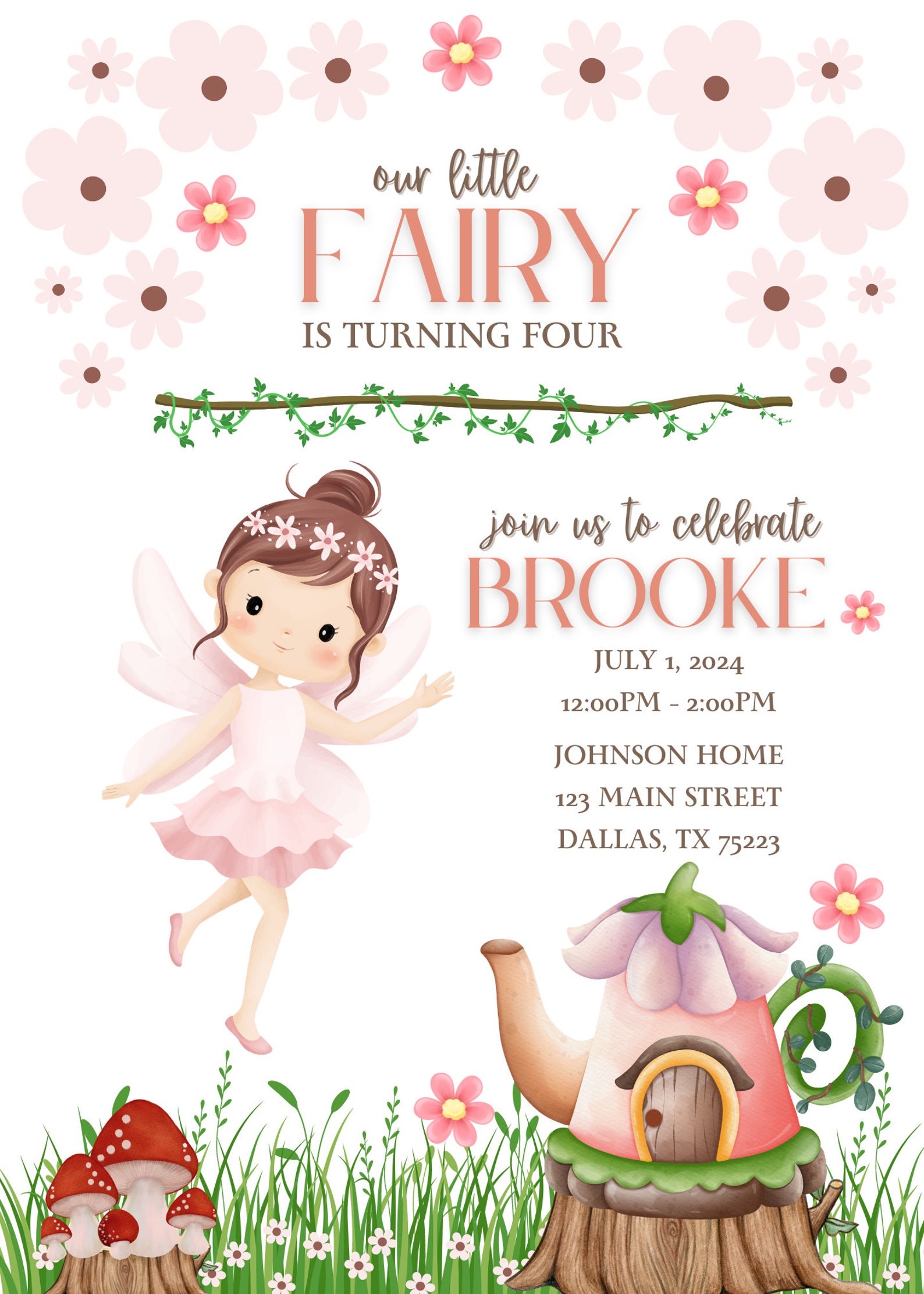 Digital Download Fairy Invitation Fairy Birthday, Girl's Birthday ...