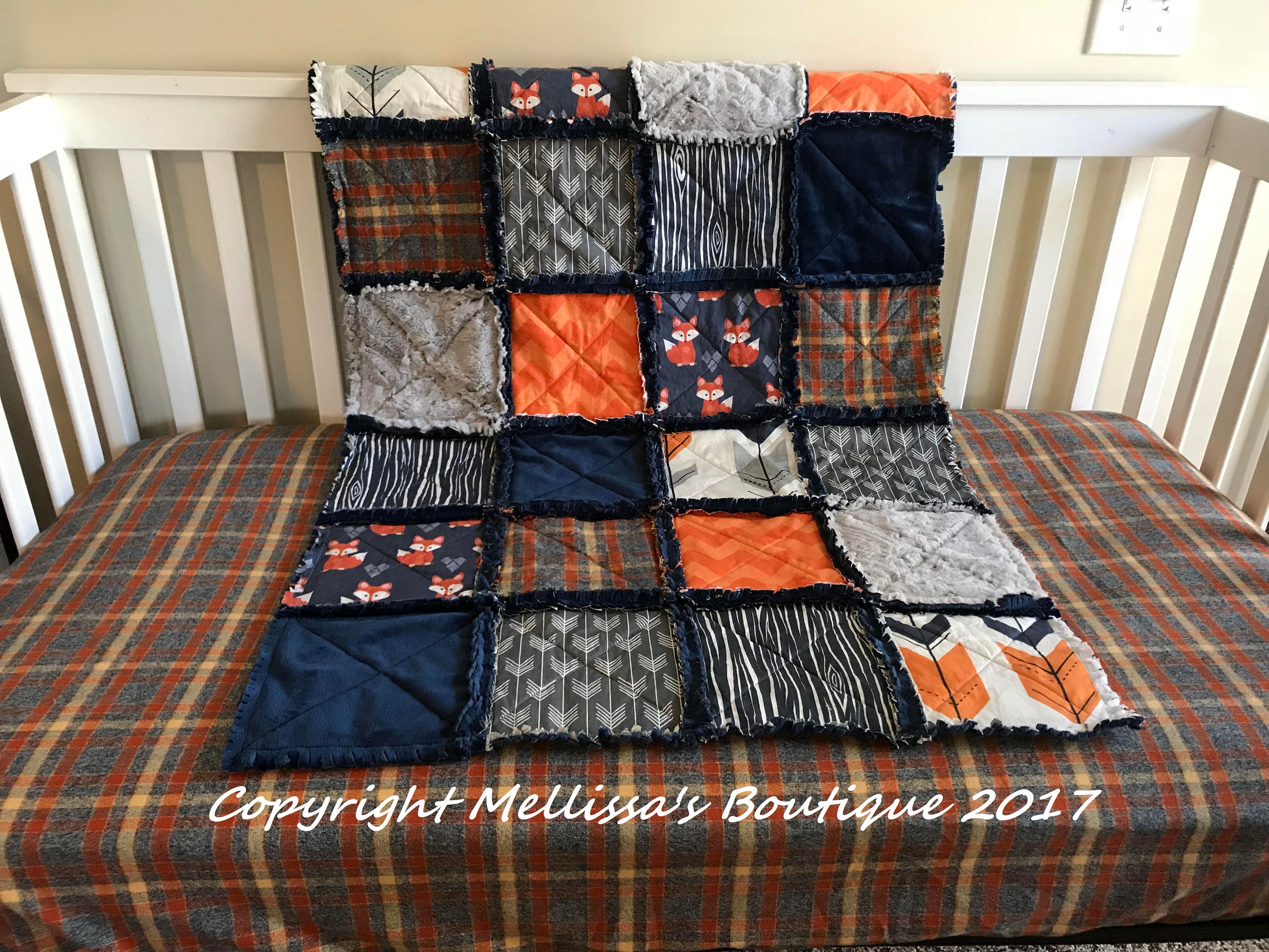 Rustic & Mod FOX Palette Arrows Plaid Orange Navy and Gray | Etsy