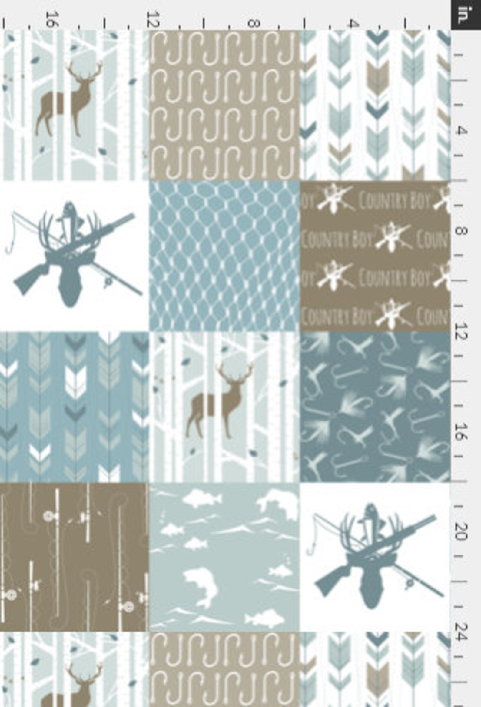 Hunting Fishing Woodland Country Boy Baby Boy Blue & Tan Minky - Etsy