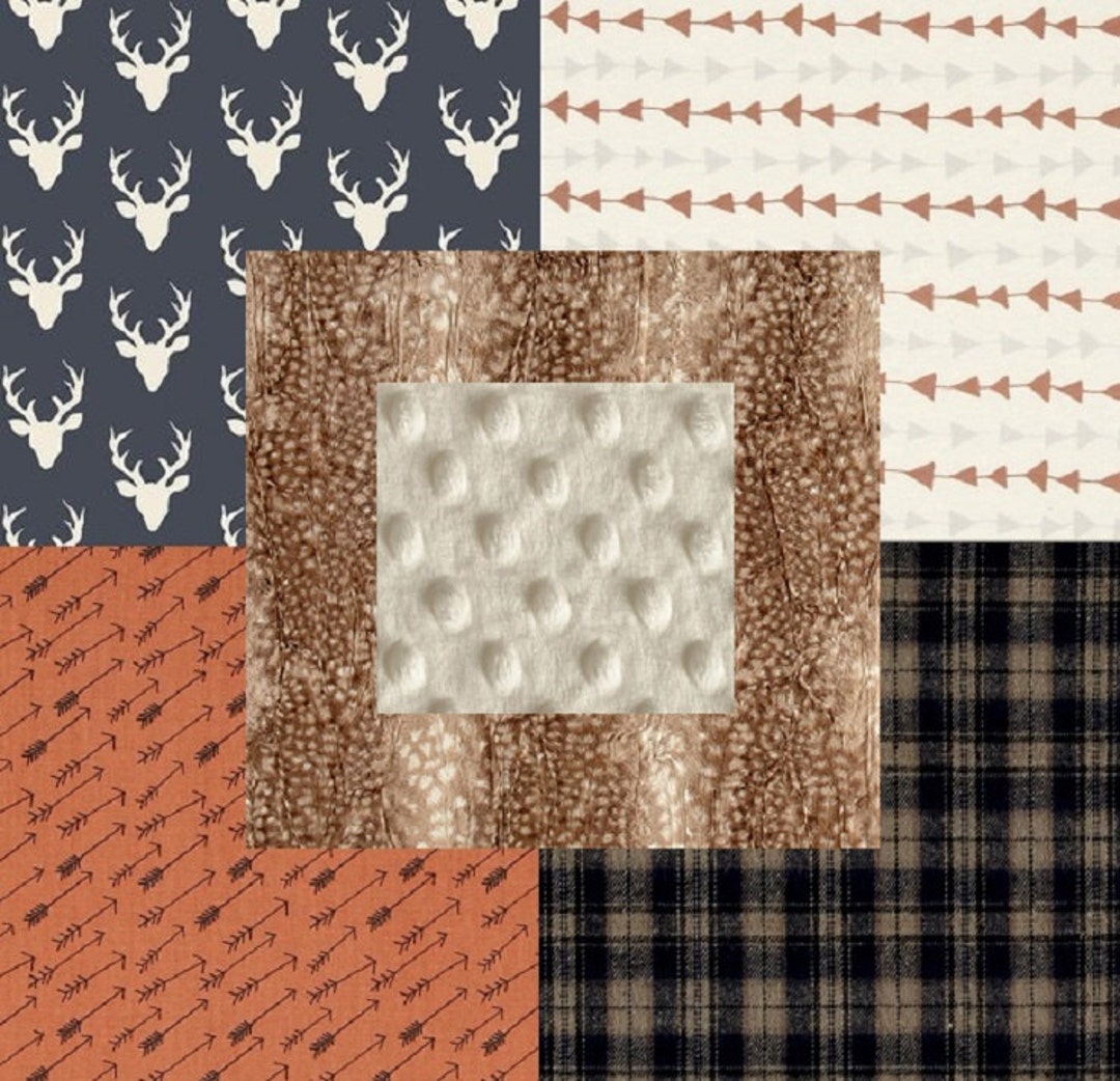 Rustic Plaid Deer Hide Woodland Arrows Navy Tan Beige Orange & - Etsy