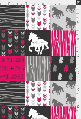 BoHo Cowgirl Horses Hot Pink and Grey Arrows Wild & Free Baby | Etsy