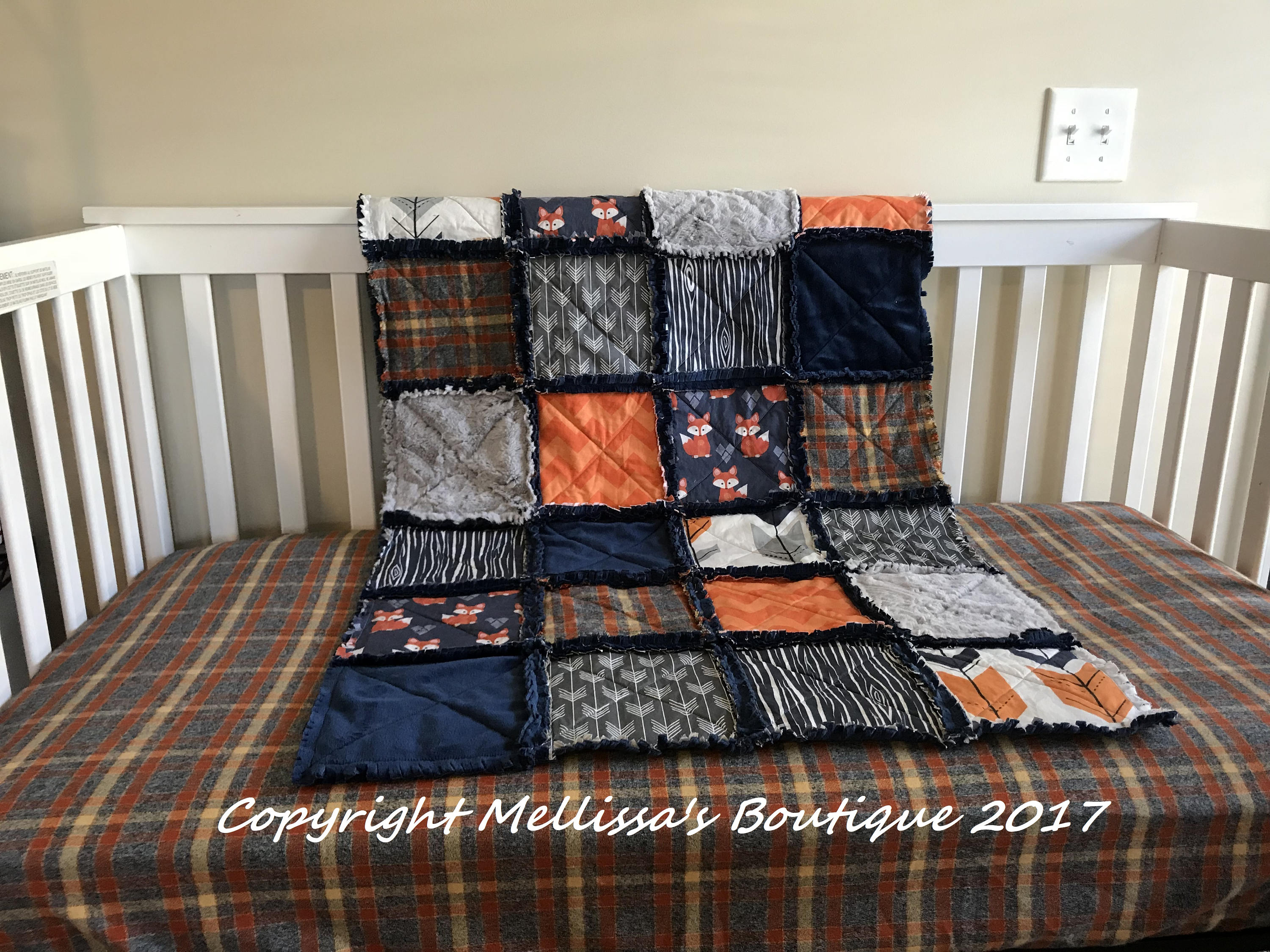Rustic & Mod FOX Palette Arrows Plaid Orange Navy and Gray | Etsy