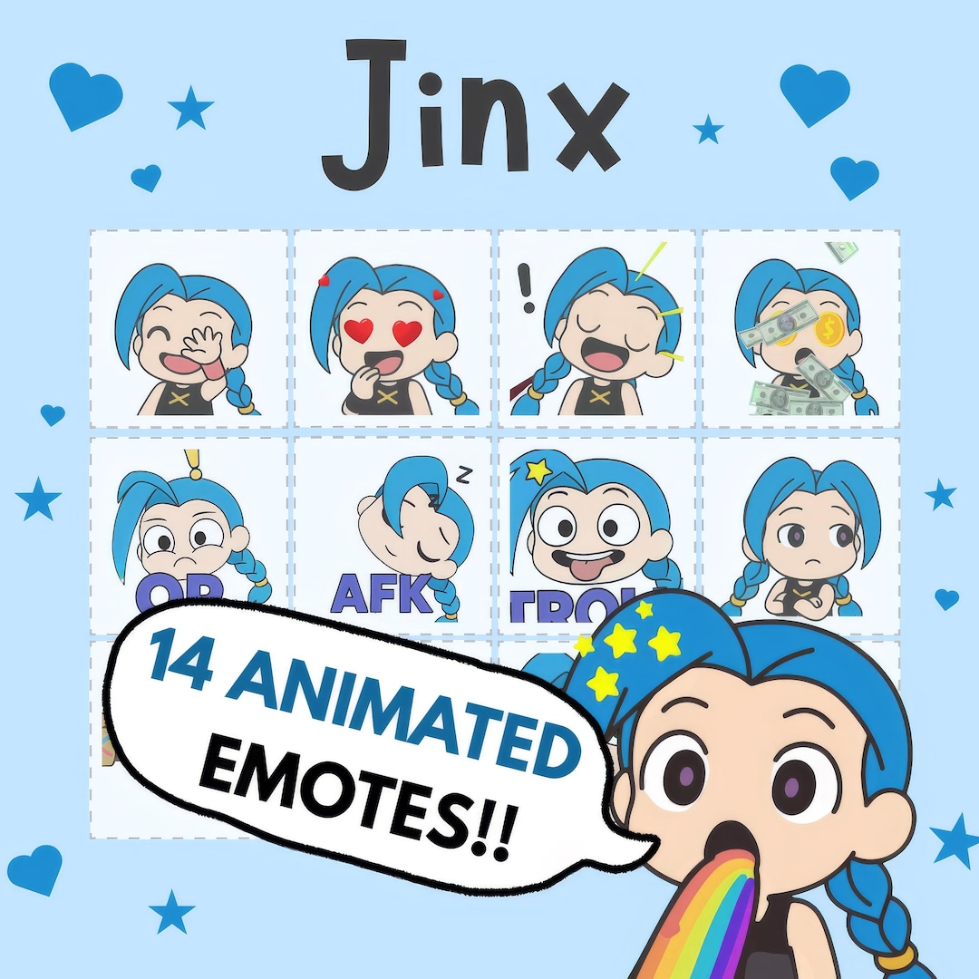 Jinx Emote Pack | 14 Cute Kawaii Emotes Gifs for Twitch Chat & Alerts ...