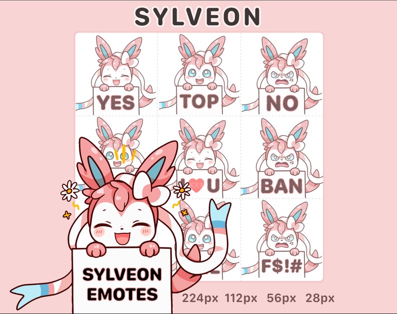 Sylveon Emotes | Eevee Evolution | Kawaii Pokemon P2P Emotes for ...