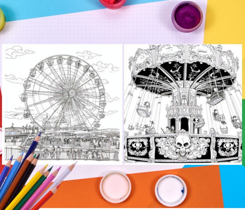 Fun Fair Colouring Pages | Set of 15 A4 Printable Colouring Sheets ...
