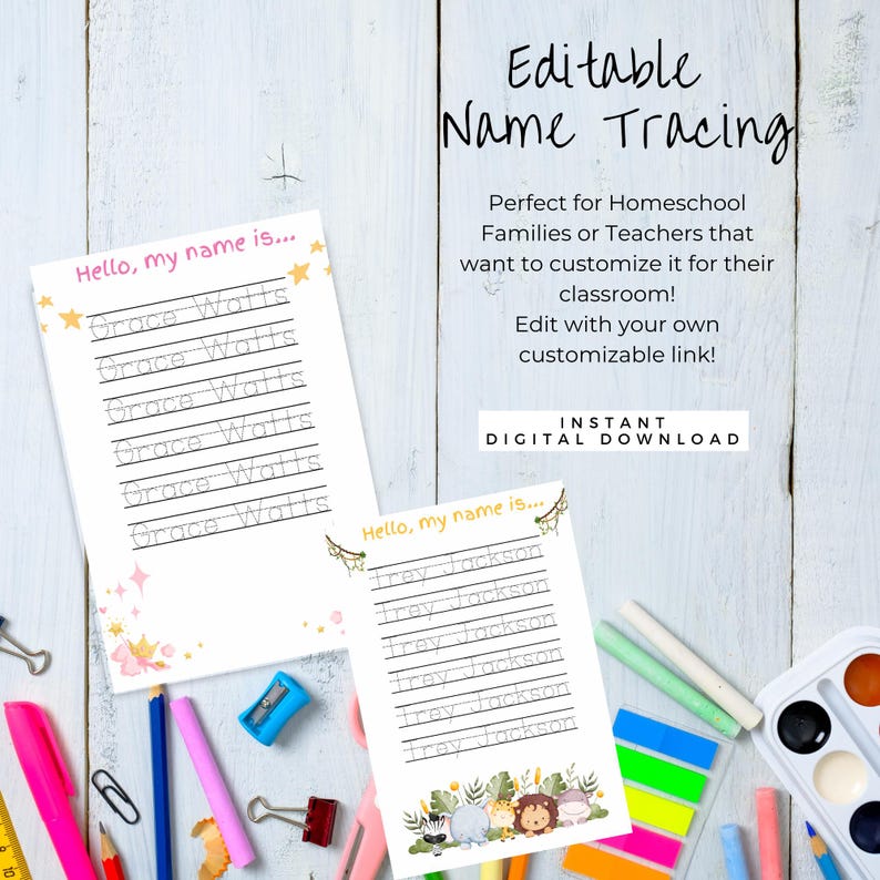 Editable Name Tracing - Etsy