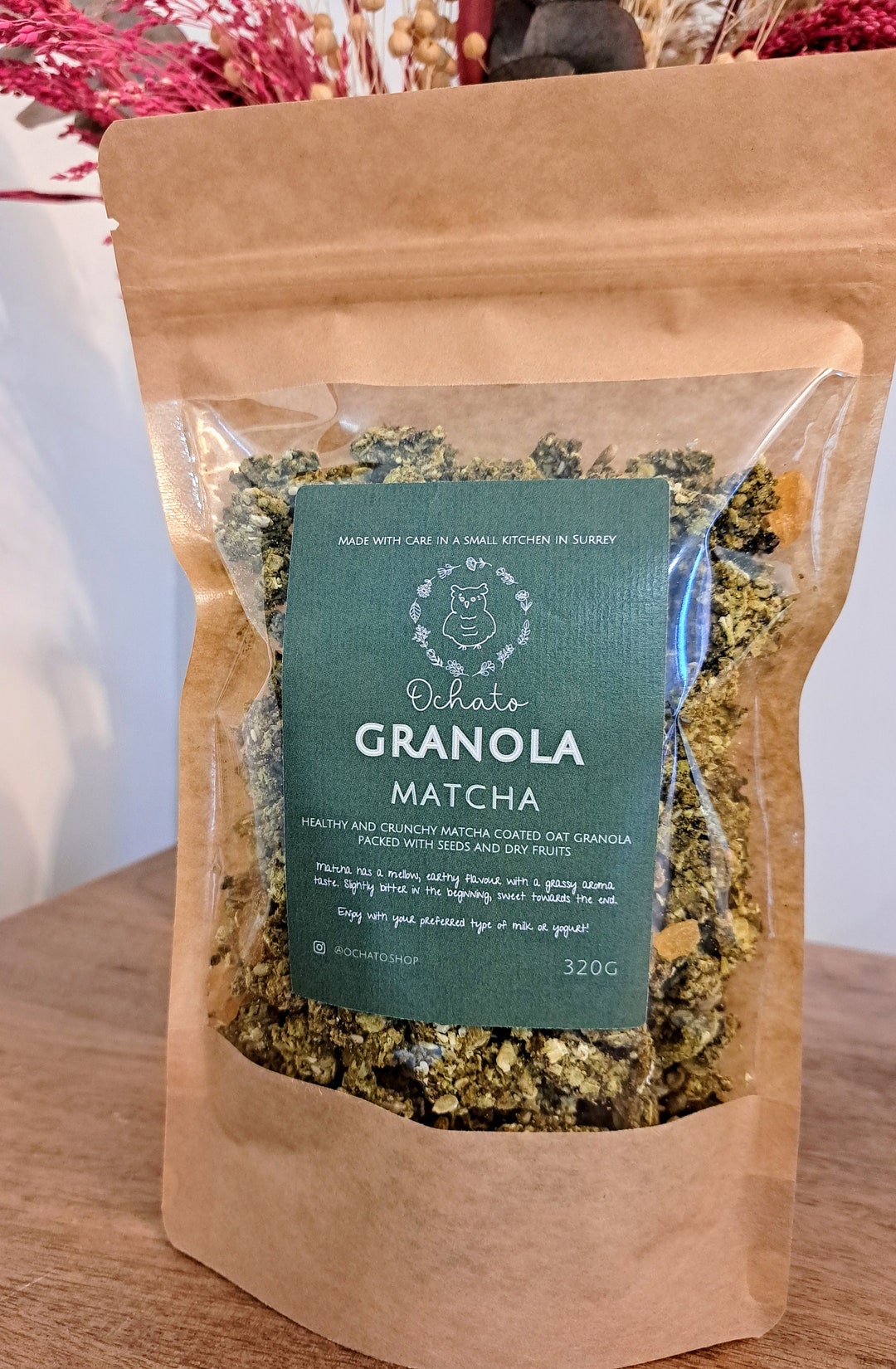 Matcha Granola - Crispy Matcha Coated Oat Granola With Seeds and Dry ...