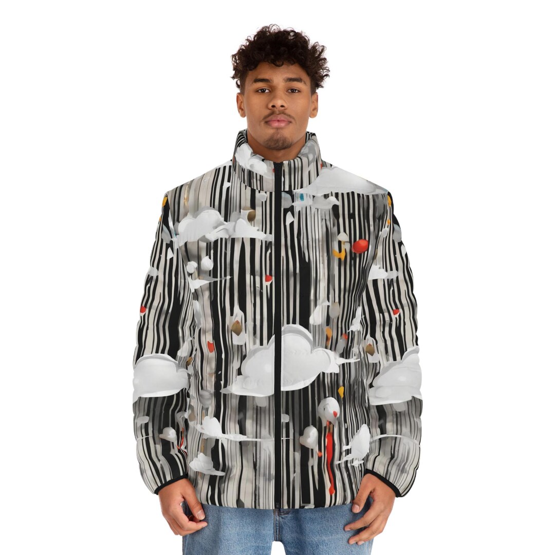 Sky High Men's Puffer Jacket, Cloudy Day Winter Coat, to the Clouds ...