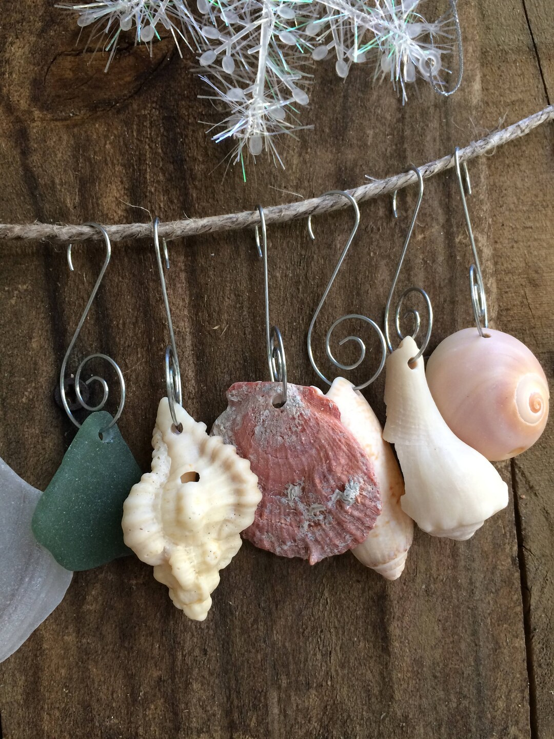 BEACH | 10 Sea Glass Shell Hanging Summer Ornaments Wires| Wind Chime ...