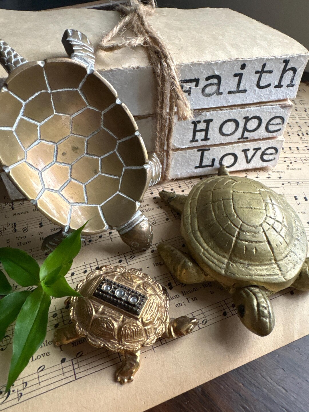 3 VINTAGE Brass Turtle; Gold Pill Box Ashtray and Dish, Land Creature ...