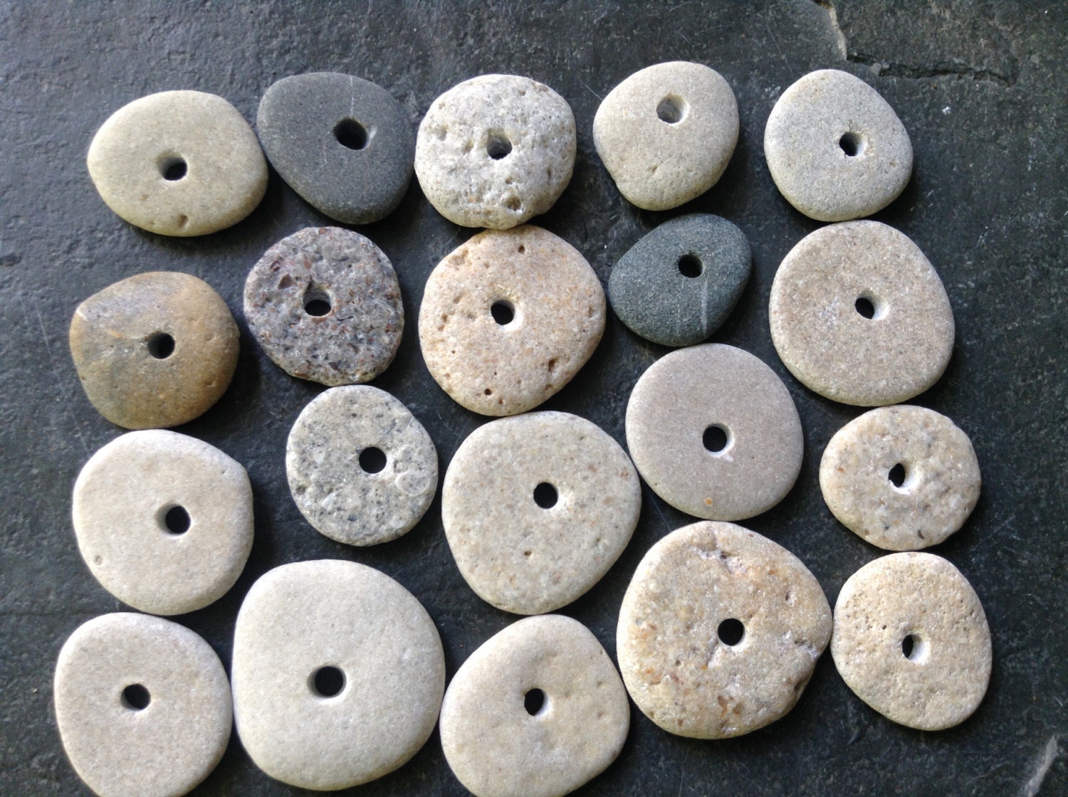 STONE WHEELIES | 20 Center Drilled Beach Stones Pebbles Rock Bridal ...