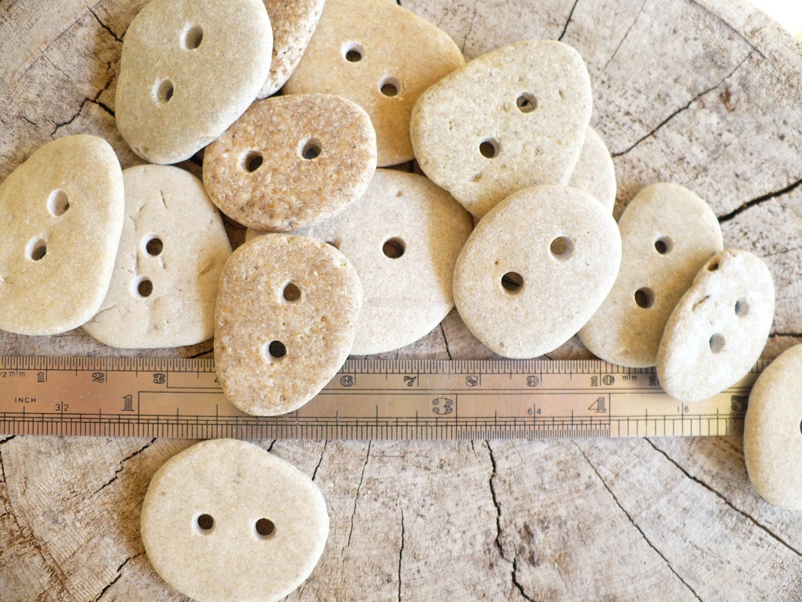 STONE BUTTONS...5 Sweet Hand Drilled Beach Stonesearthly | Etsy