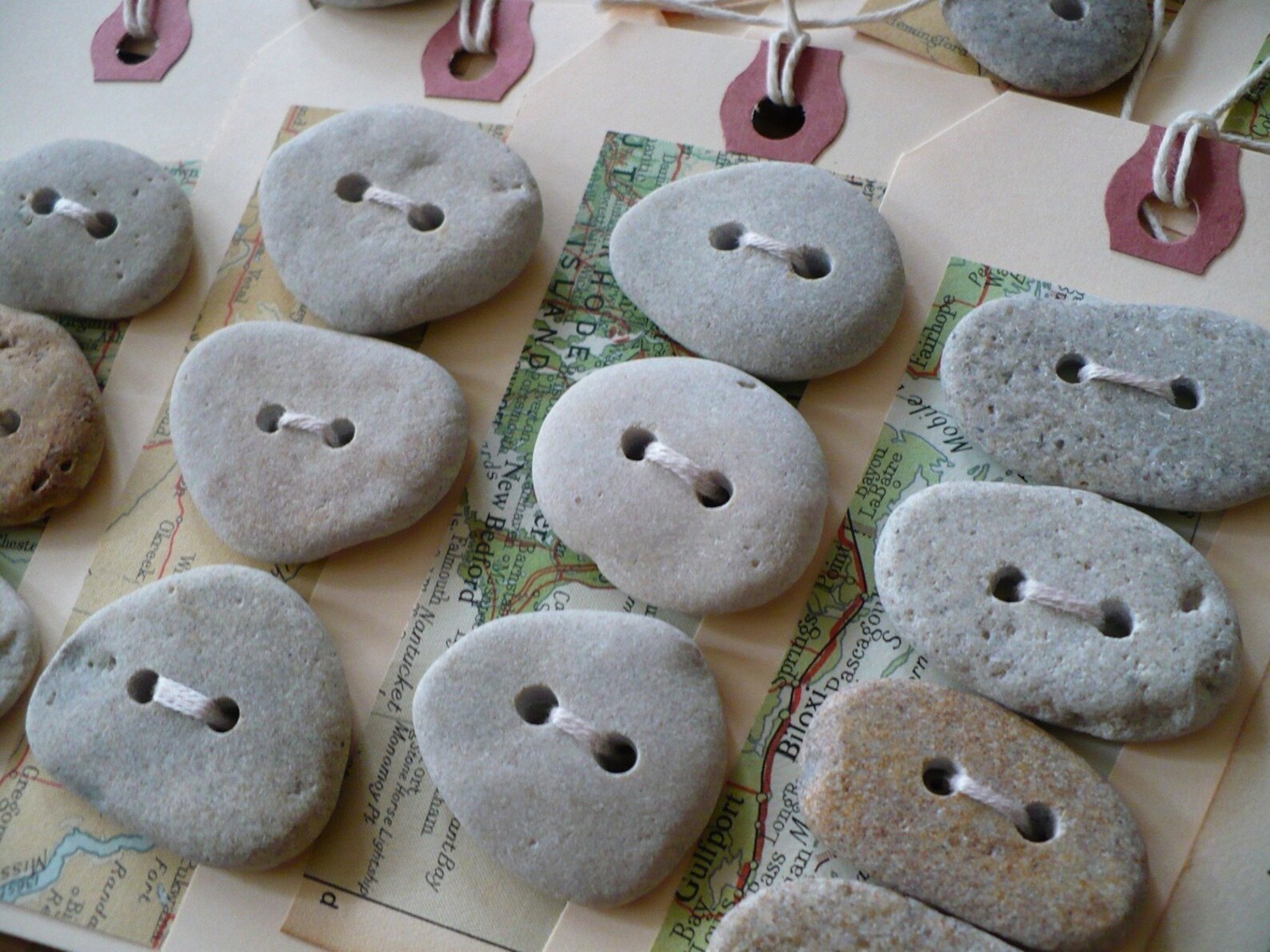 STONE BUTTONS 15 Beach Buttons on Tagsknitting Sewing - Etsy