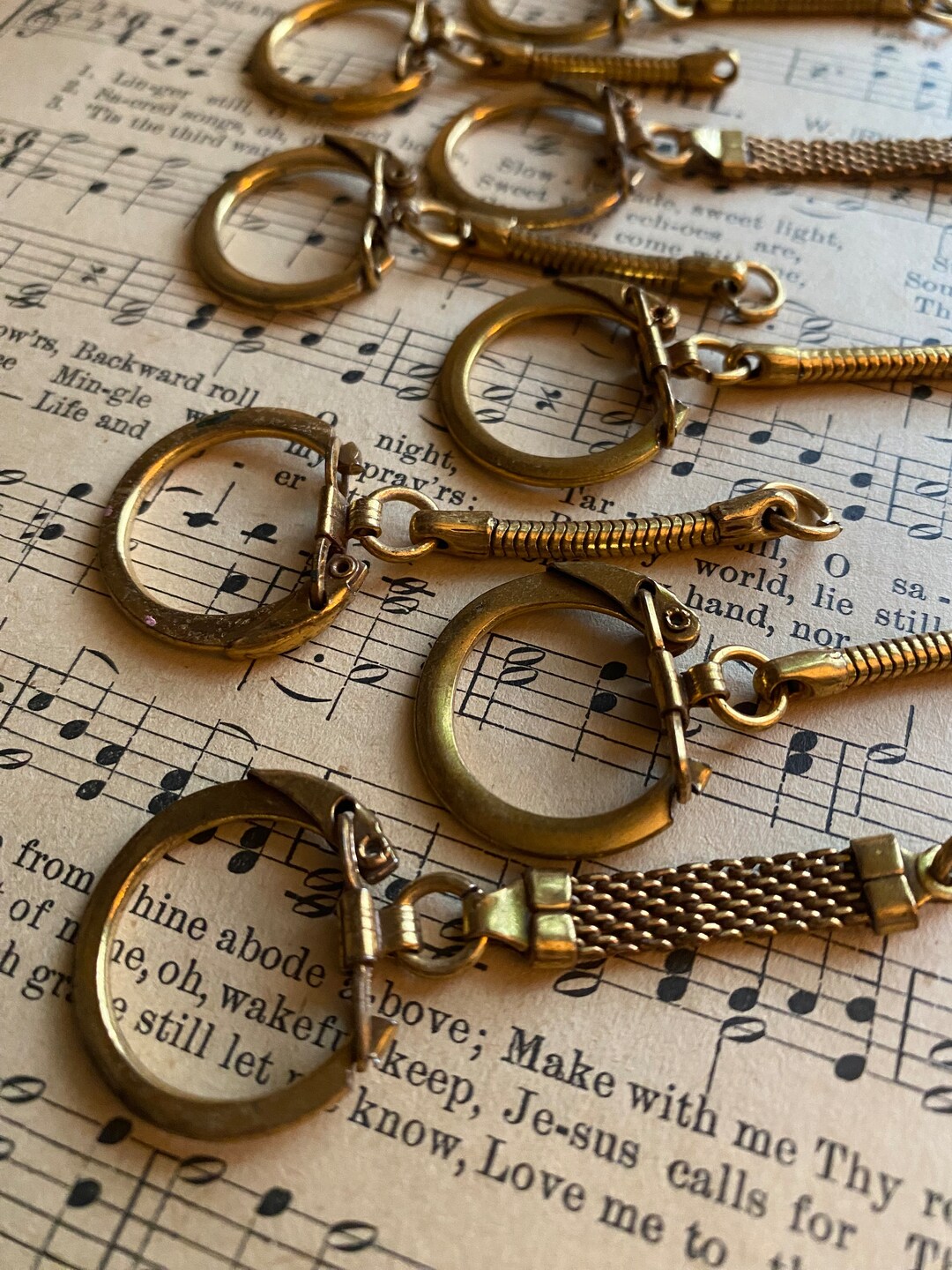 10 VINTAGE Key Chain Finding Gold Tone Brass Metal Hardware to Make ...