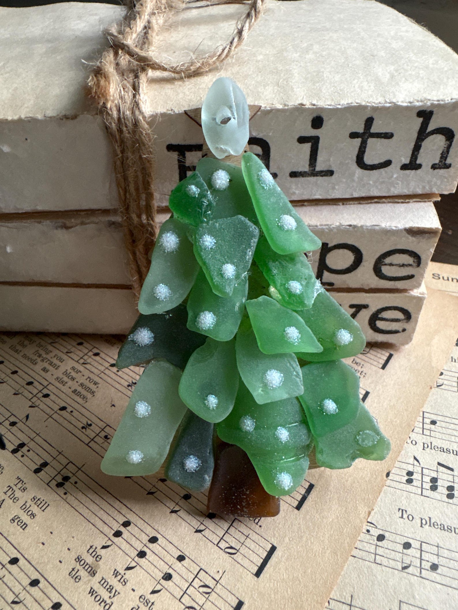 Handmade Sea Glass Christmas Tree Ornament - 4" Beach Found Treasure - Etsy