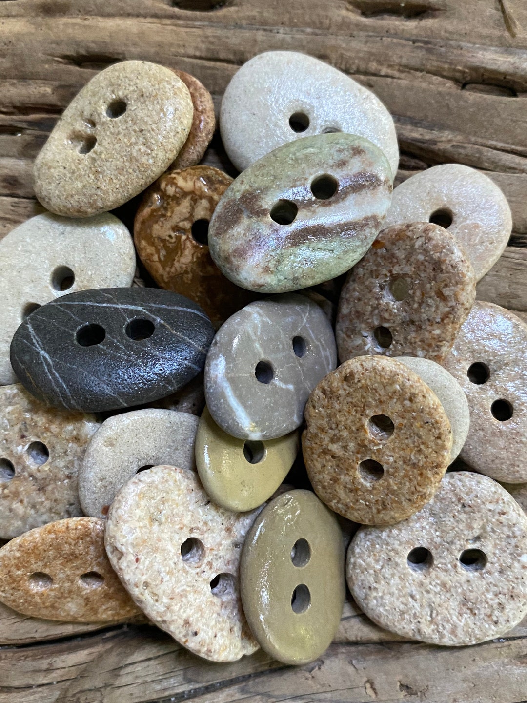 20 STONE BUTTONS | 20 Natural Beach Found Stones Made Into Buttons on ...
