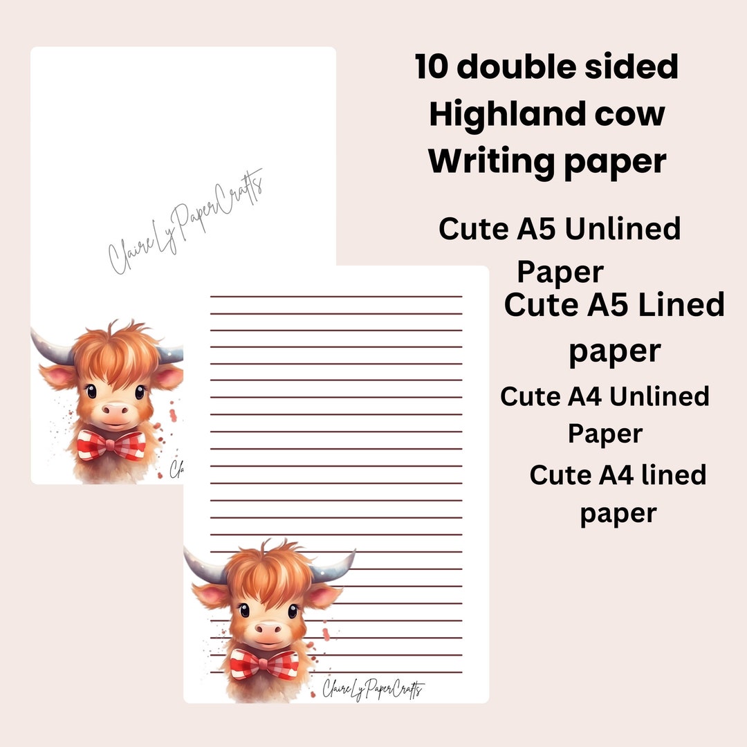 Cute Highland Cow Letter Writing Paper A4 or A5 ,pen Pals,stationery ...