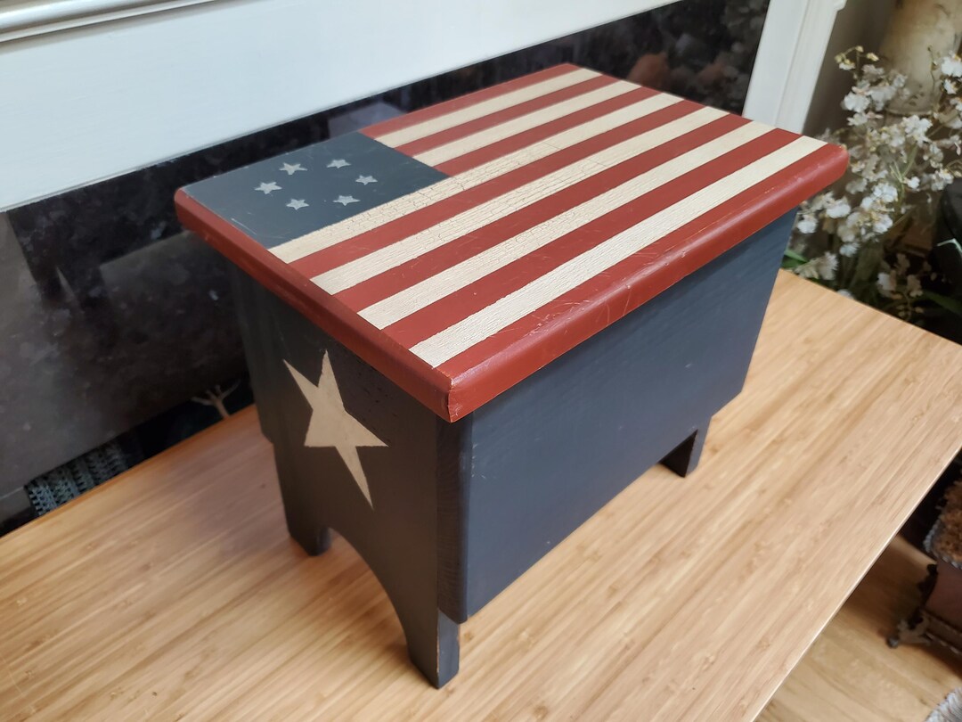 American Flag-themed Decorative Storage Box/step Stool - Etsy