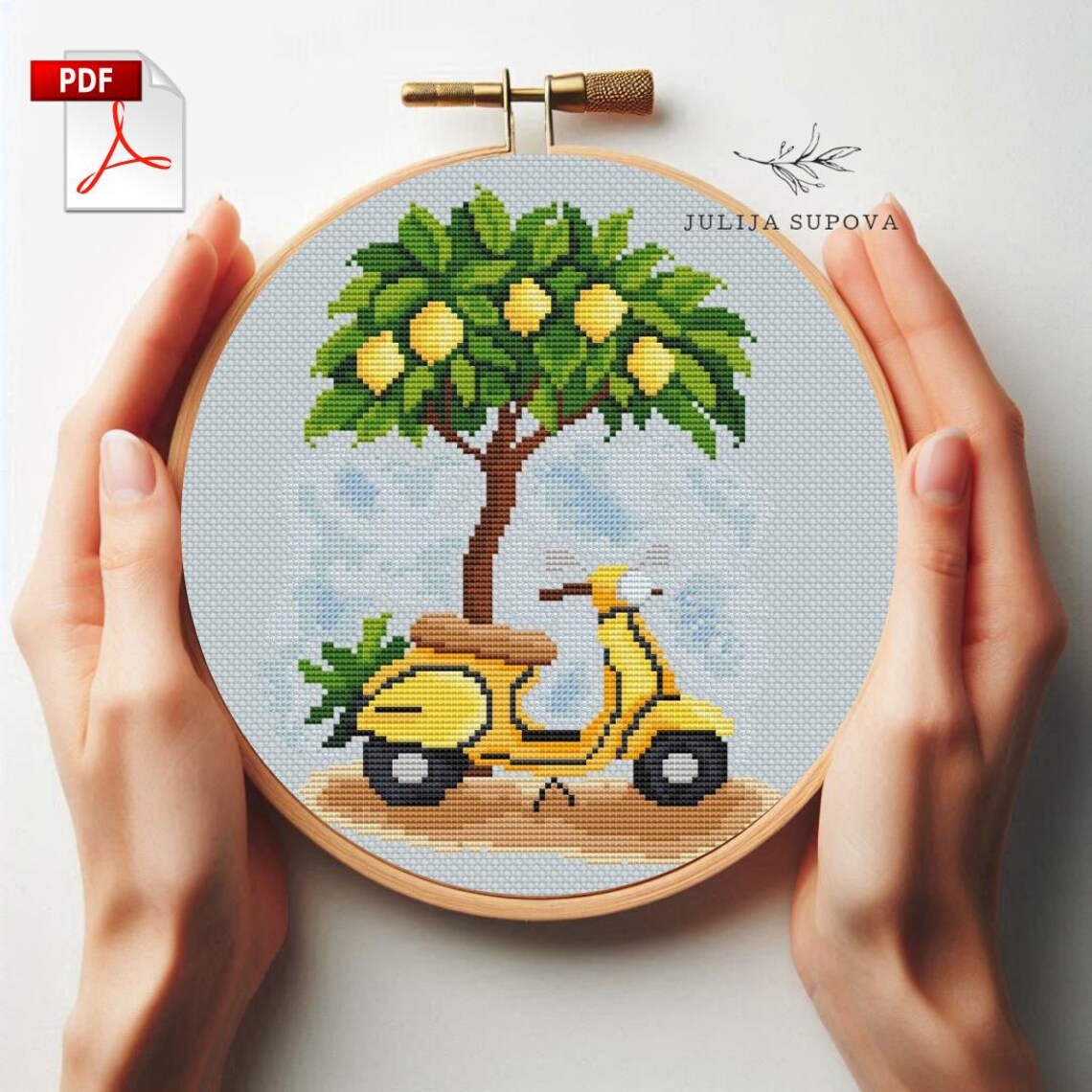 Lemon Tree Cross Stitch Pattern PDF Scooter Embroidery Point De Croix ...