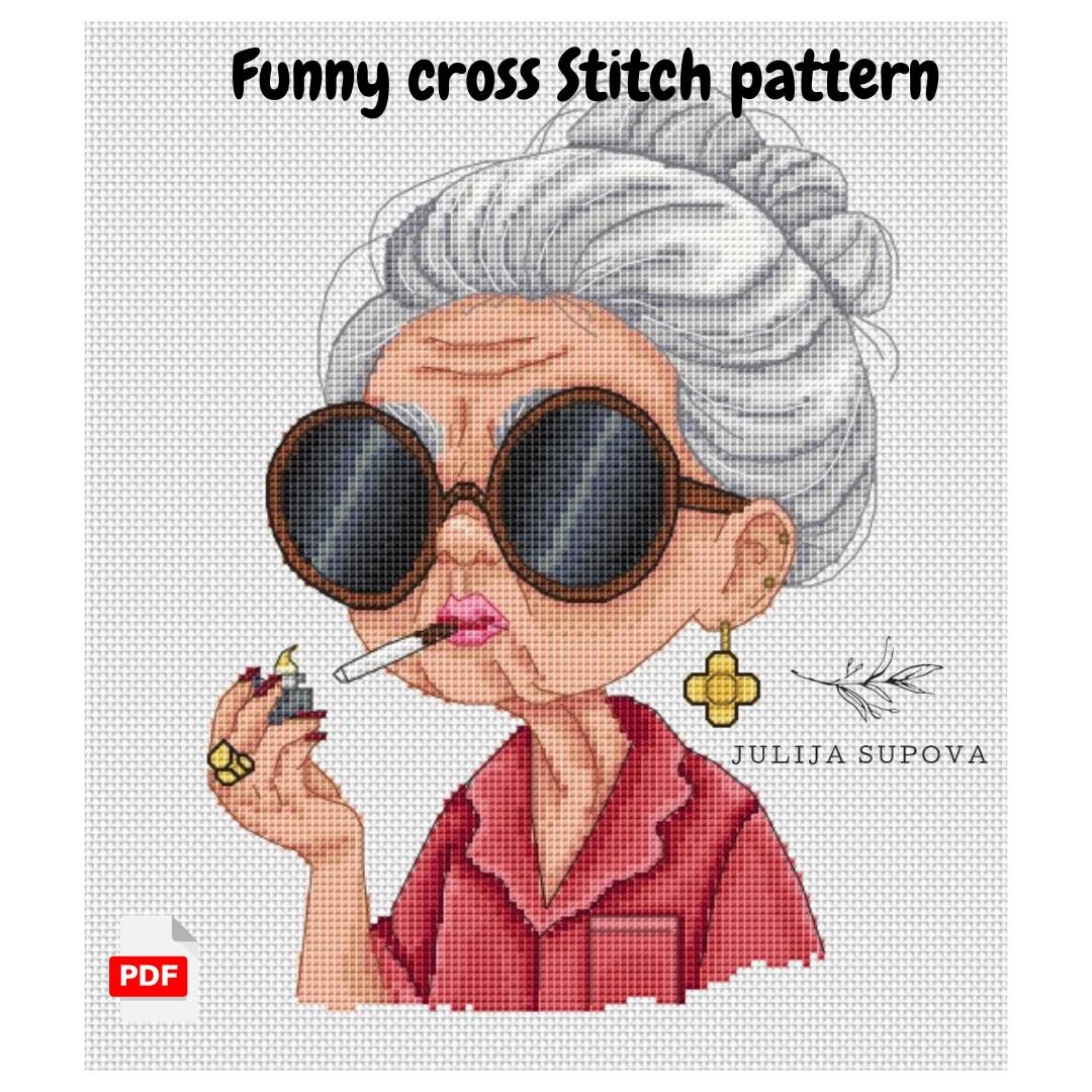 Cool Grandma Pdf Cross Stitch Pattern Funny Ornament Handmade Gift for ...