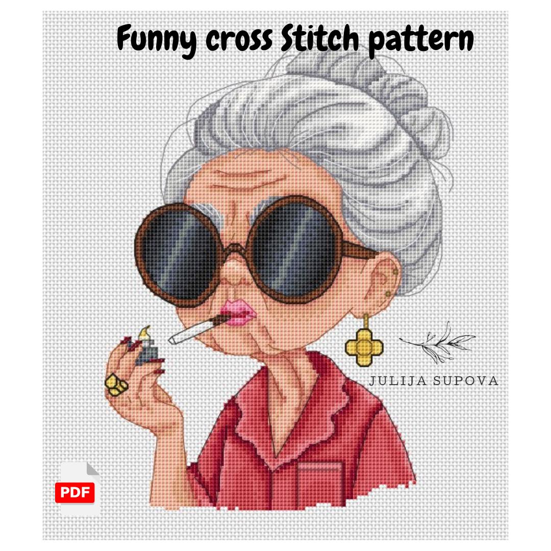 Cool Grandma Pdf Cross Stitch Pattern Funny Ornament Handmade Gift for ...