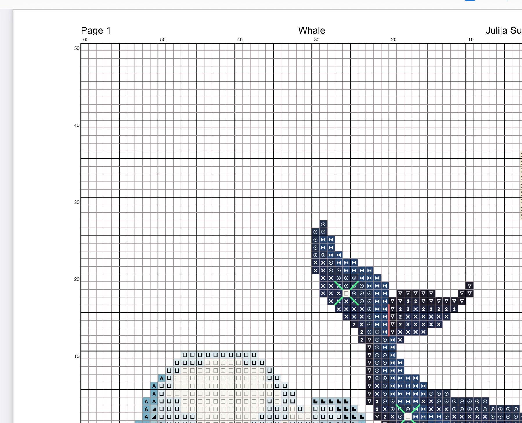 Whale on the Clouds Pdf Cross Stitch Pattern Embroidery Modern Funny ...