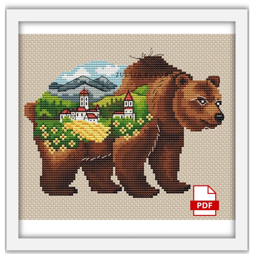 Bear Cross Stitch Pattern Pdf Snarky Animals Chart Modern Folk ...