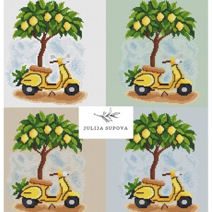 Lemon Tree Cross Stitch Pattern PDF Scooter Embroidery Point De Croix ...