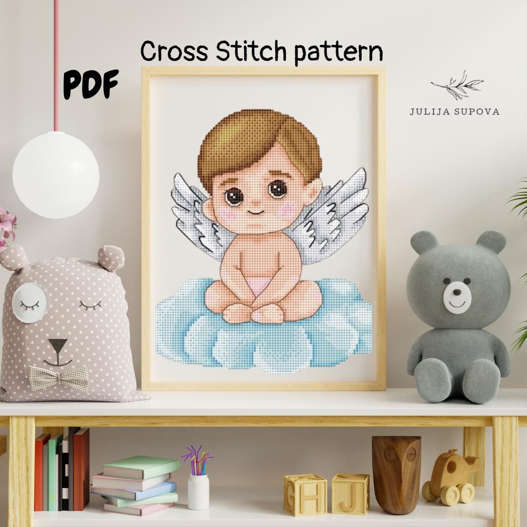 Baby Angel Cross Stitch Pdf Pattern Angel Ornament Modern Unique Hand ...