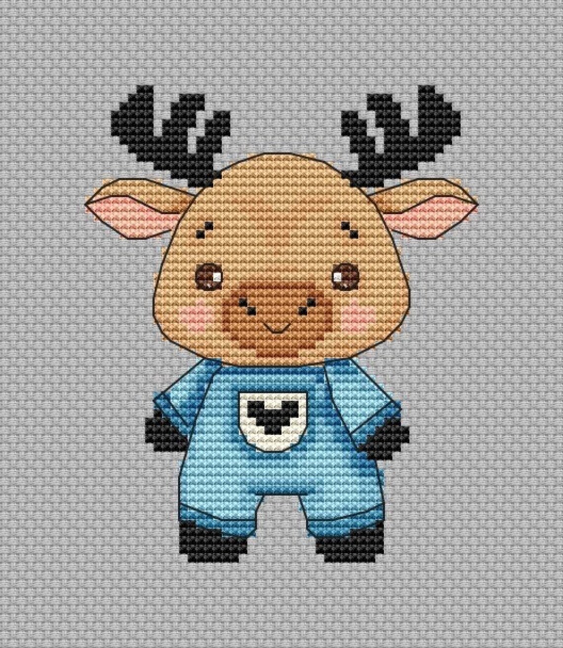 Cross Stitch Pdf Pattern Little Elk Ornament Modern and Unique Hand ...