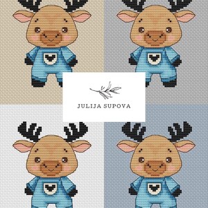 Cross Stitch Pdf Pattern Little Elk Ornament Modern and Unique Hand ...