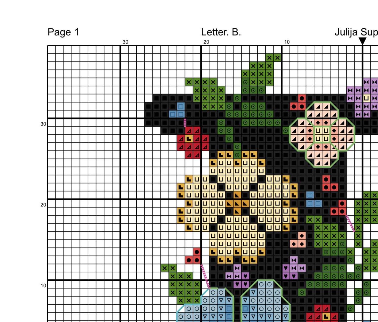 Personalized Letter J Cross Stitch Pattern Floral Embroidery Design ...