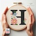 Personalized Letter H Cross Stitch Pattern Floral Embroidery Design ...